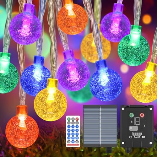 Sunlitec Solar LED String Lights, 25 RGB Color Changing Bulbs ...