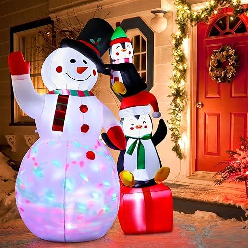 AerWo 6ft Christmas Inflatables, Inflatable Snowman Penguins Blow Up ...