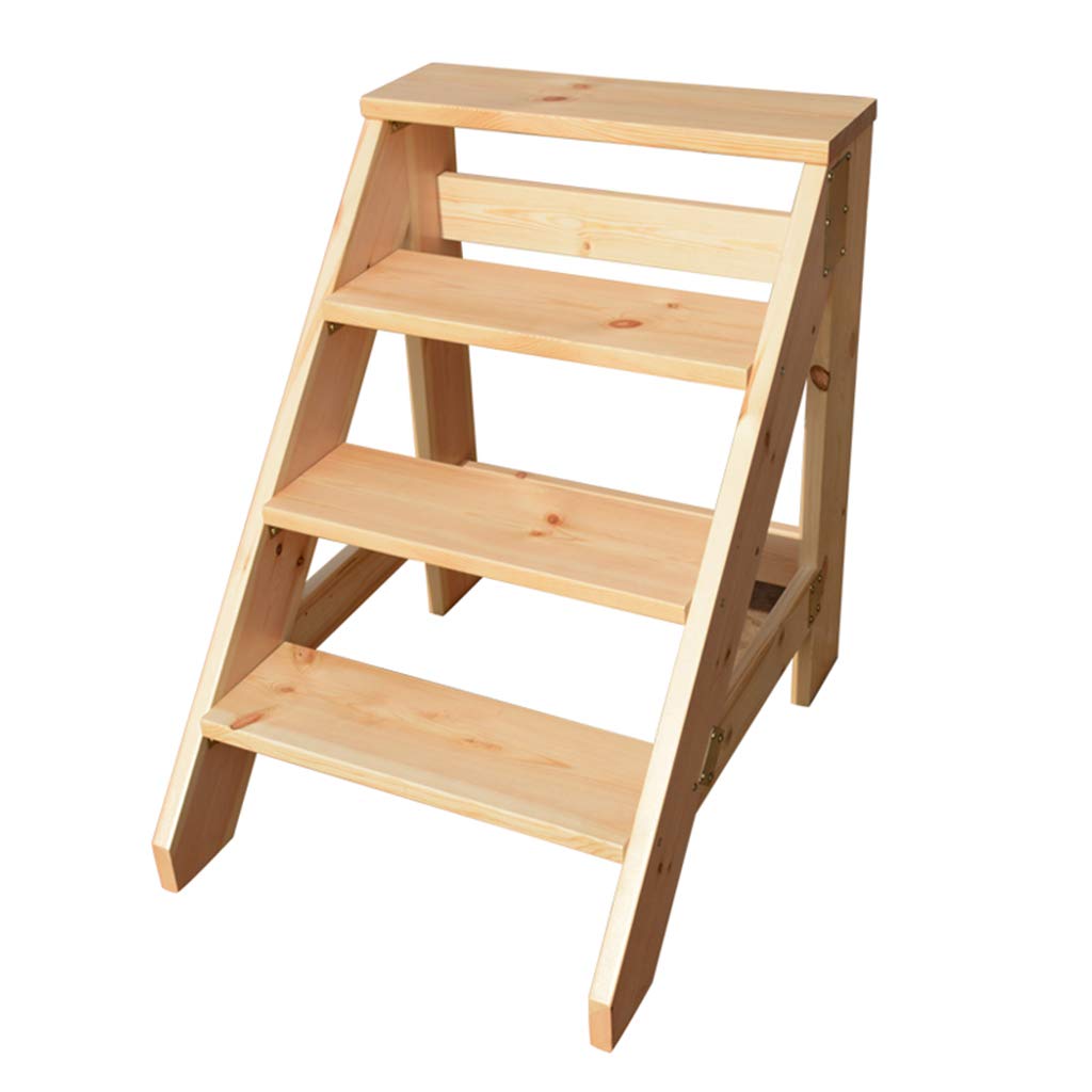 Buy Wooden Ladder Stool 4 Step Heavy Duty Stepladders Shelf Wide Pedal ...