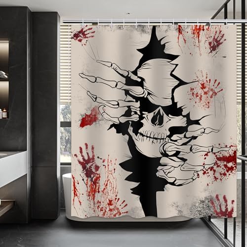 Amazon.com: DLTAY Gothic Skull Shower Curtain Scary Shower Curtain ...