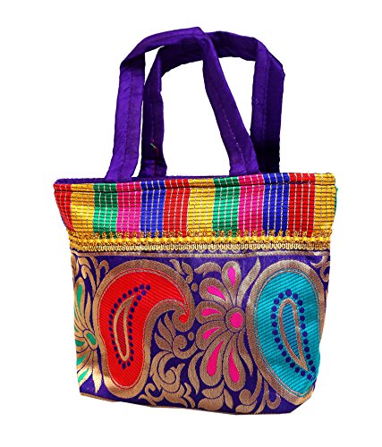 Kuber Industries Women's Cotton Traditional Design Mini Handbag, Blue ...