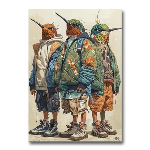 Amazon.com: Hummingbird Characters In Different Styles Of Wear Animal ...