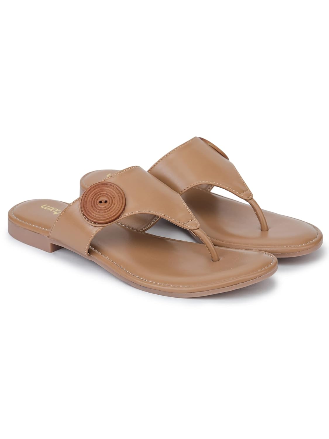 Buy Luxyfeel Women's Slip On Flat Flip Flop Chappals (Beige) at Amazon.in