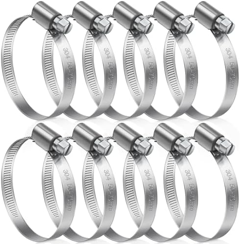 JatilEr 50-70mm Hose Clips, 8 Pcs Adjustable Hose Clamps 304 Stainless ...