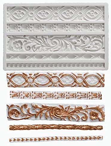 Amazon.com: 3 Pcs Baroque Silicone Molds, Baroque Scroll Border Molds ...