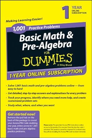 1,001 Basic Math & Pre-Algebra Practice Problems For Dummies Access ...