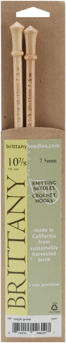 Brittany Single Point Knitting Needles Size 10.87/7.5mm, US 10 7/8, 7.5 ...