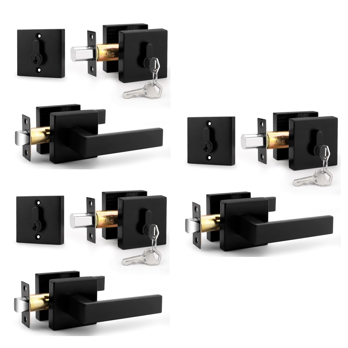 Probrico Matte Black Exterior Door Locksets with Deadbolt, Front Door ...