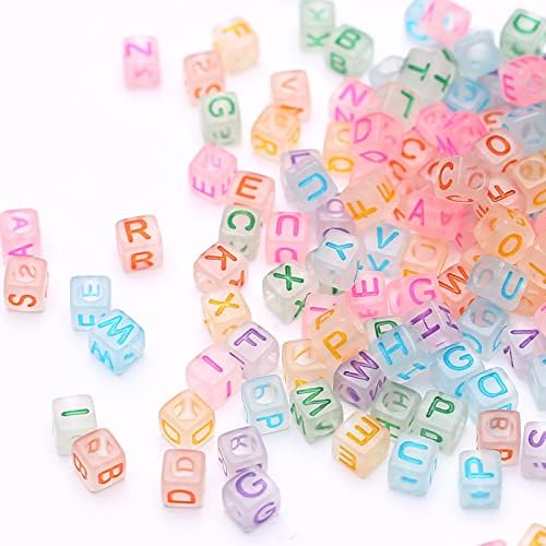 HERZWILD Letter Beads for Threading Approx. 1000 Pieces 6 x 6 mm Letter ...
