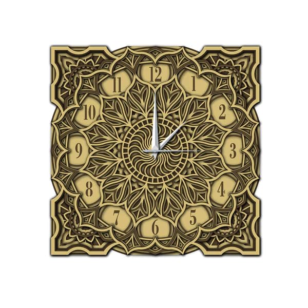 Buy KASTHAM wooden crafts Mandala Clock Wooden Layered Wall Clock ...