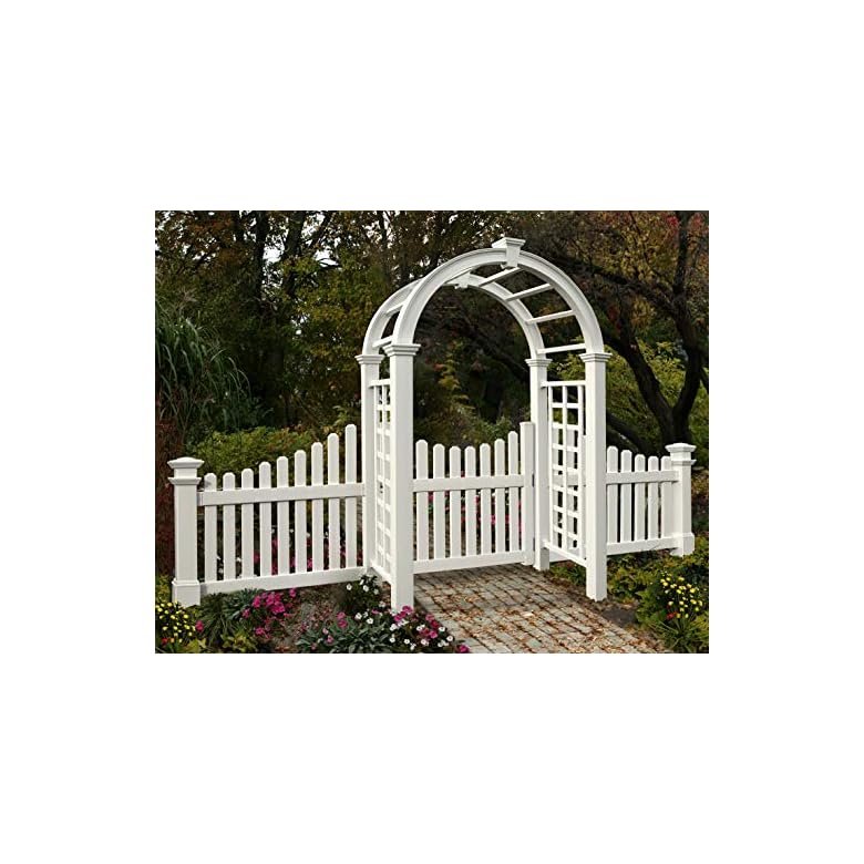 Vita New England Nantucket Deluxe Arbor with Wings and Gate, 60" W x 94 ...