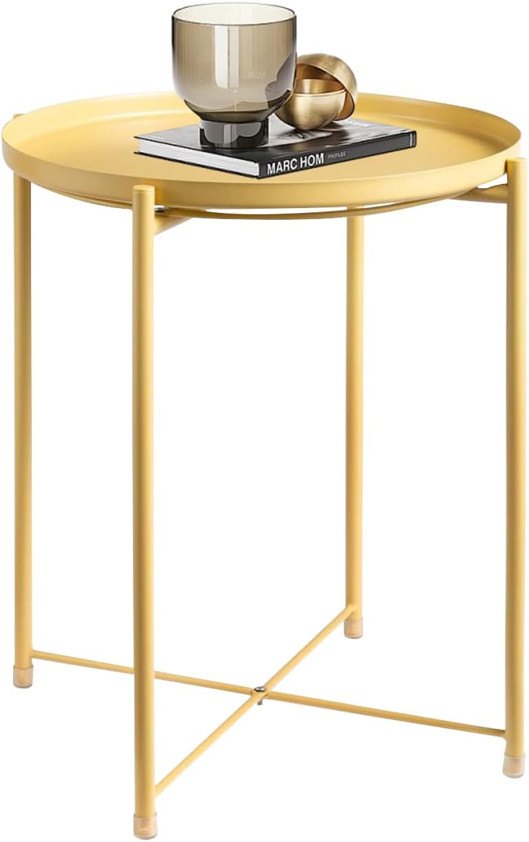Amazon.com: LUVCMFT Metal Round Side Table, Folding End Tables with ...