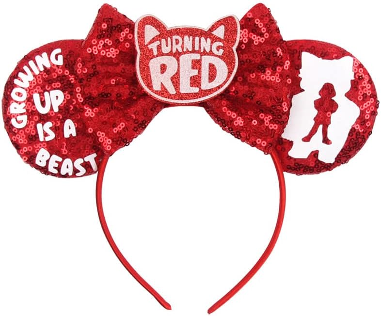 Amazon.com: JIAHANG Cartoon Mouse Ears Headband, Red Sequin Bow Hair ...