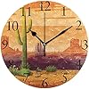 Amazon.com: susiyo Desert Cactus at Sunset Wall Clock 9.8 Inch Silent ...