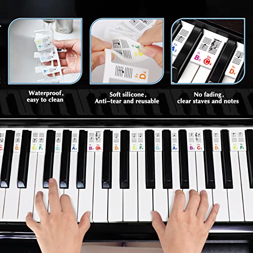 Buy Piano Keyboard Note Labels, SS Removable Piano Key Notes Guide ...