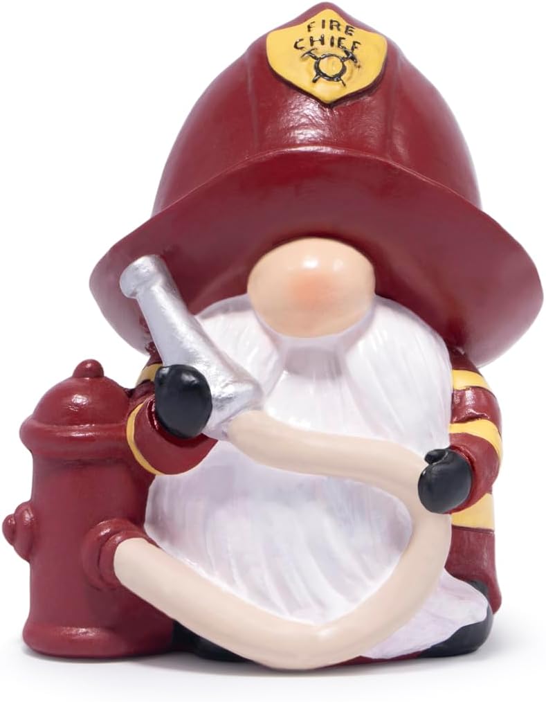 Amazon.com: Hodao Firefighter Gnome Figurine - Unique Fireman Tribute ...