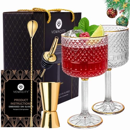 Bicchieri Premium Per Drink Set Di 2 Bicchieri Da Gin Con Bordo Dorato ...