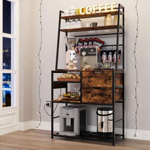 Amazon.com - EdartHouse Bakers Rack with Power Outlet, 32 Inch Coffee ...