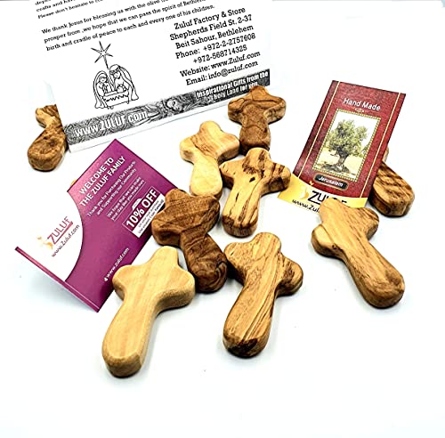 Snapklik.com : Zuluf Ten Small Olive Wood Crosses Hand Crosses Handheld ...