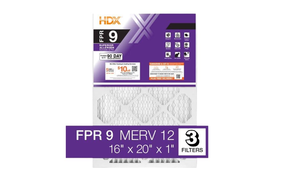 16 in. x 20 in. x 1 in. Superior Pleated Air Filter FPR 9, MERV 12 (3 ...