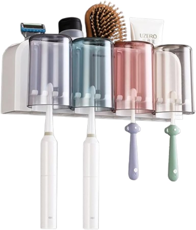 Amazon｜Asdays 洗面所 コップ 浮かせる 歯ブラシスタンド 歯磨きカップホルダー 歯磨きコップ コップスタンド (4本用)｜歯磨きコップ - ホーム＆キッチン オンライン通販