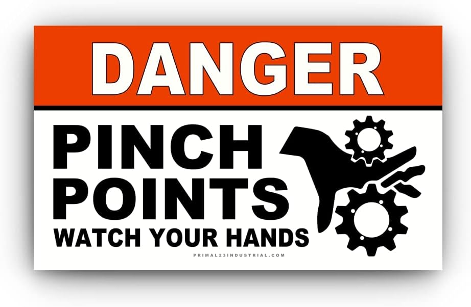 Amazon.com: Safety Decal Unlimited OSHA ANSI Danger Pinch Crush Points ...