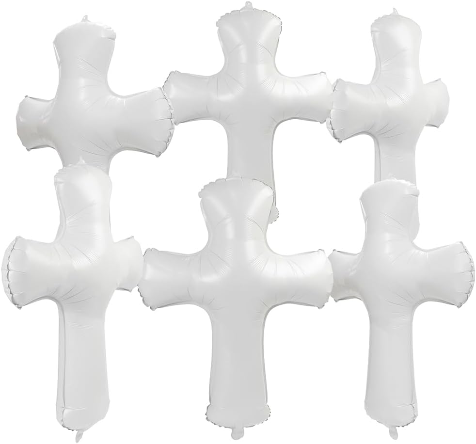 Amazon.com: White Cross Balloon Baptism Decorations Easter Party ...