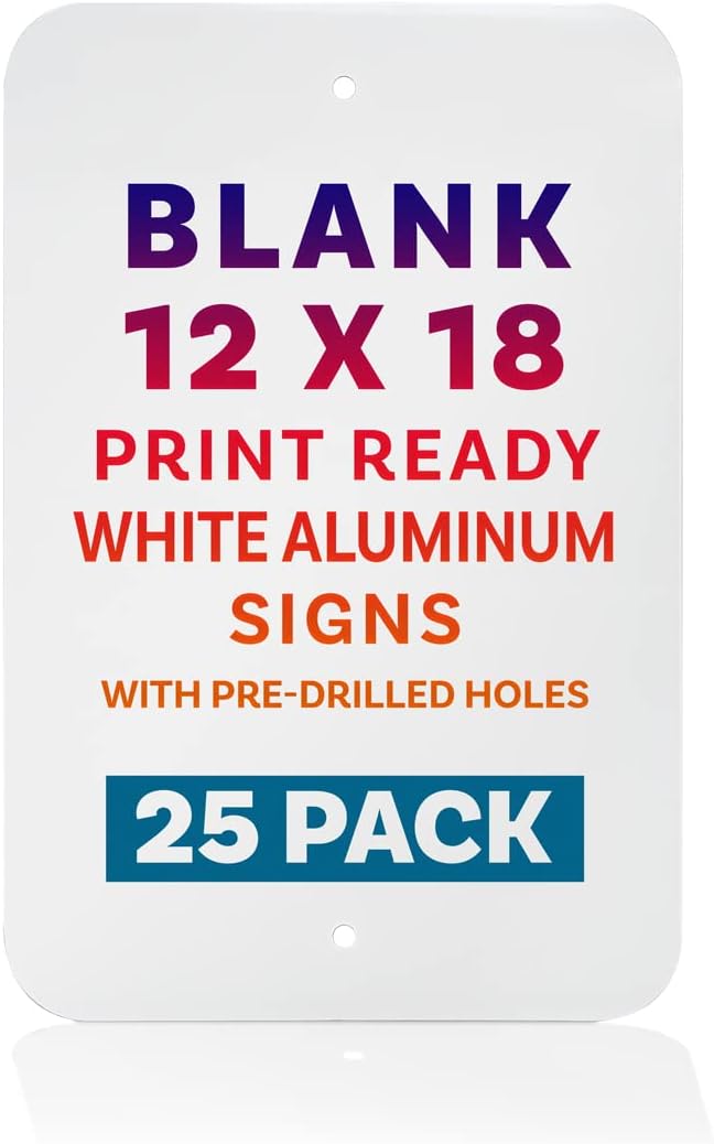 Amazon.com : 12” x 18” Metal Sign Blank, Print Ready White .040 ...