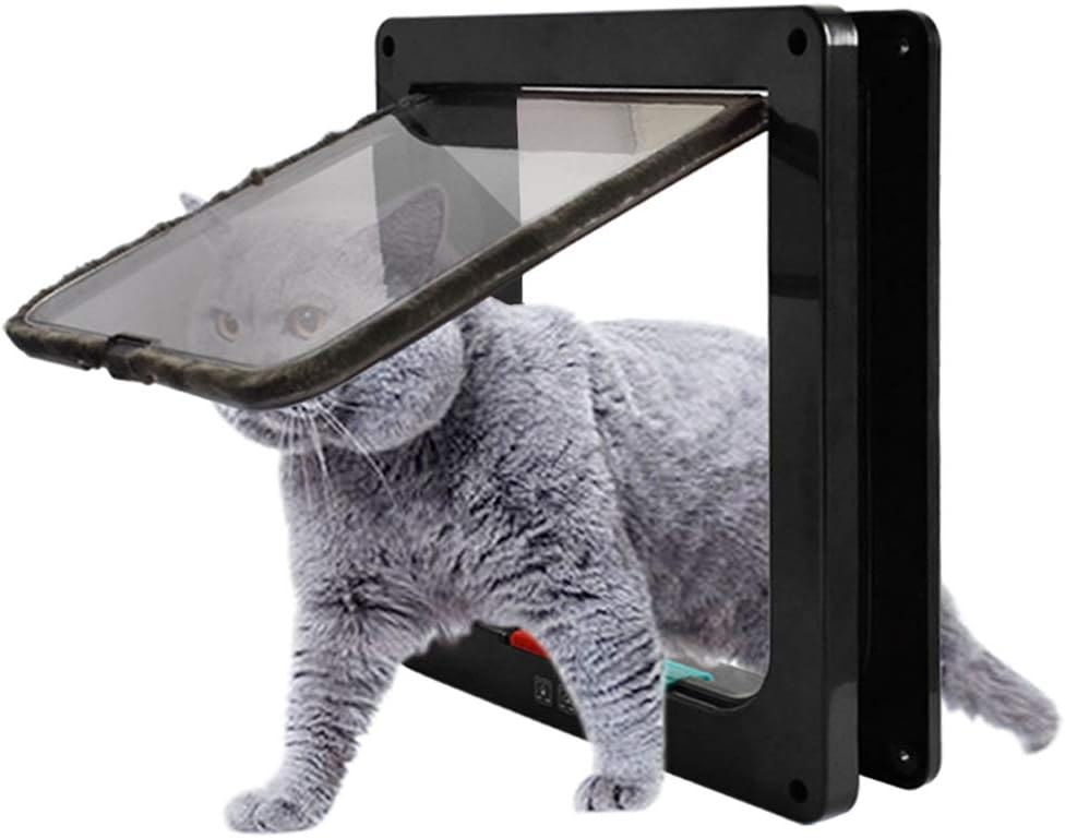 CEESC Cat Flap, Magnetic Pet Door with Rotary 4 Way Lock for Cats ...
