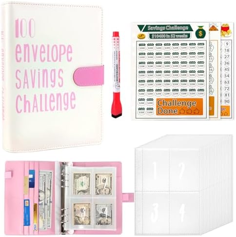 Audasi 100 Envelopes Saving Challenge Pounds Money Saving Wallet Saving ...