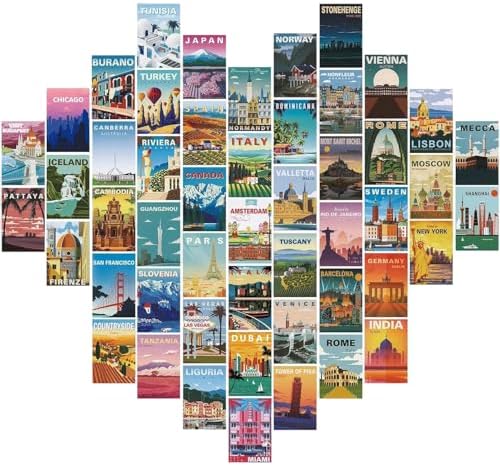 Cunegra 50PCS Vintage Travel Postcard Set, World Famous City and ...