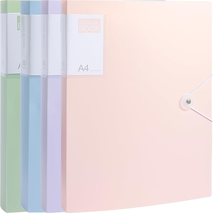 4Pcs A4 Display Folders, 60 Double Sided Pockets A4 Display Book Folder ...