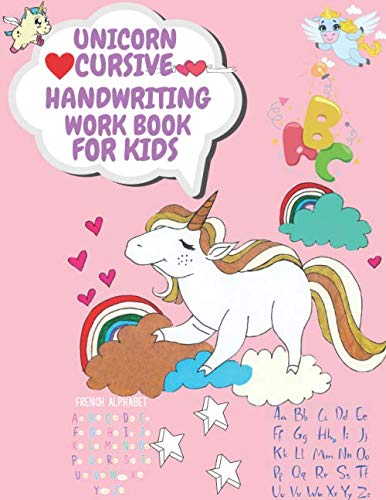 Unicorn Cursive Handwriting Workbook: Unicorn Cursive Writing Practice ...