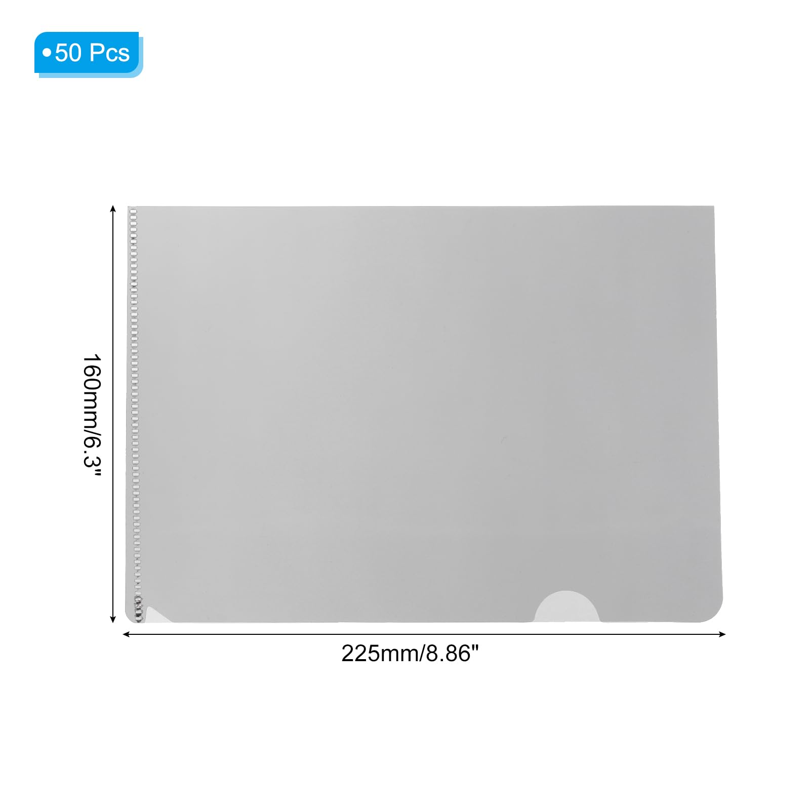 PATIKIL L Type Folders 50 Pack A5 Plastic File Project Pockets Clear ...