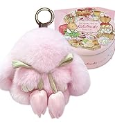 Amazon.com: Bunny Keychain with Tin & Bag Cute Soft Plush Rabbit ...