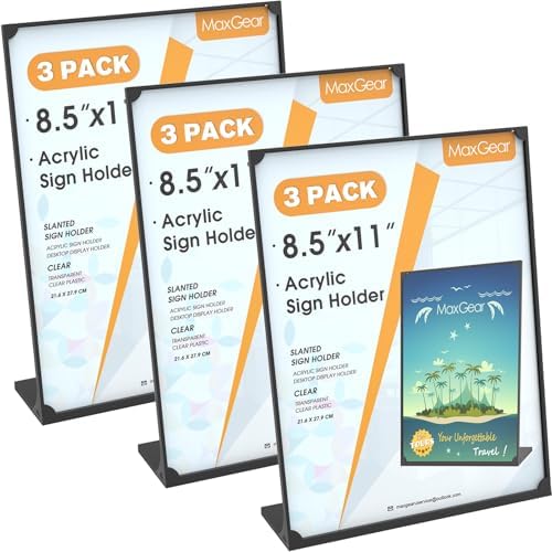 Amazon.com: MaxGear Sign Holder 8.5x11 Inch, Double Sided Clear Display ...