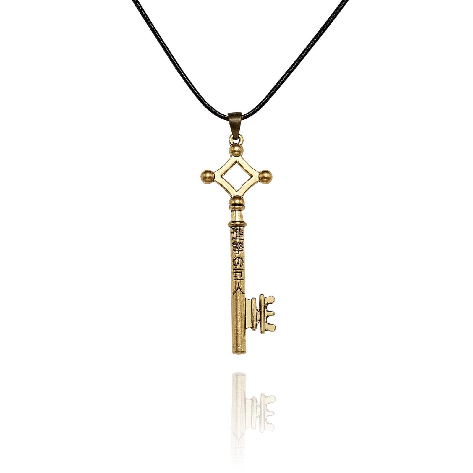 Buy Attack on Titan Eren Jaeger Key Pendant Necklace Gold Metal Black ...