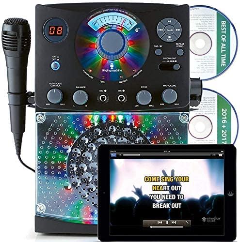 Singing Machine SML385UBK Bluetooth Karaoke System with LED Disco ...