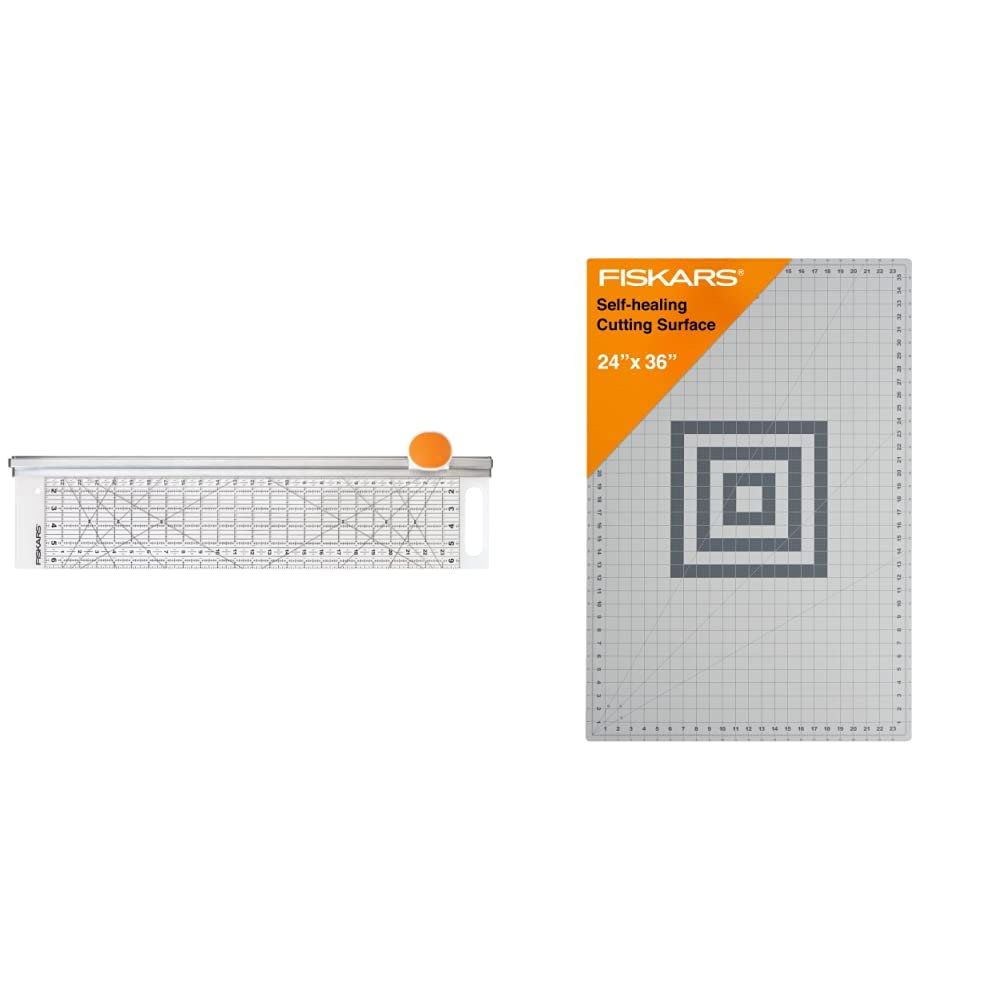 Amazon.com: Fiskars Rotary Cutter Combo with Ruler and Cutting Mat ...