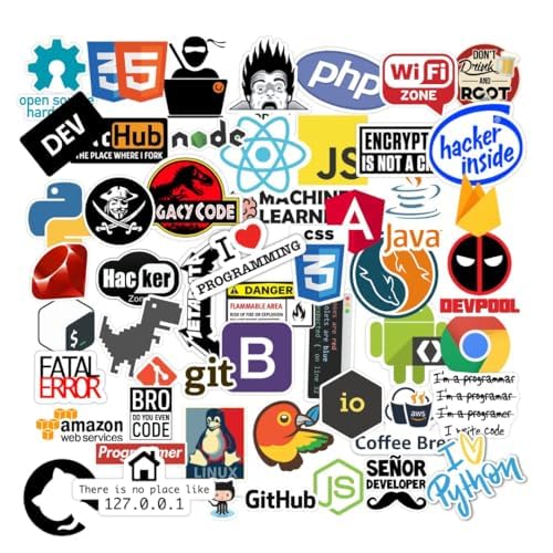 PARYANIDHI Vinyl Pack of 51 Laptop Sticker for Programmer, Coder, Developer, It Professional ...