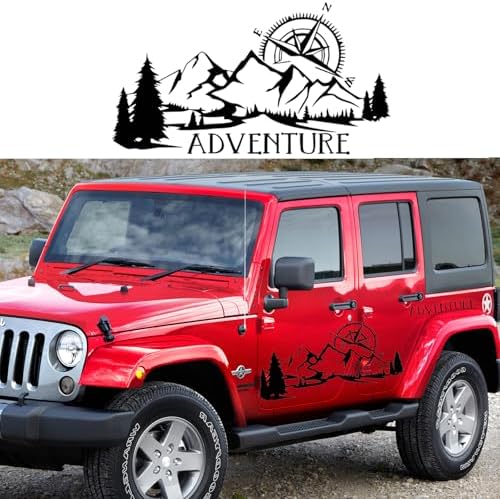 Mountain Car Decals, Cool Auto Stickers Waterproof Vinyl Hood Decal Car ...