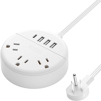 Amazon.com: Flat Plug Power Strip with USB Ports, NTONPOWER Nightstand ...