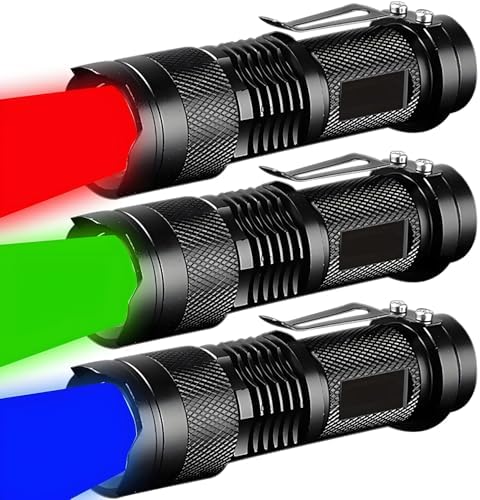 3 Pack Red Green Blue Light Bright Small Flashlights, LED Mini ...