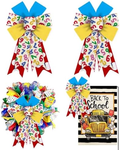 Amazon.com: 2 PCS Welcome Back to School Bows for Wreath, Preschool ...