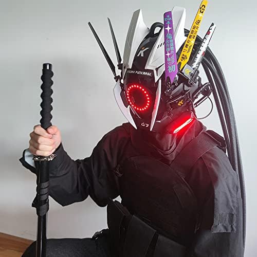 Amazon.com: KYEDAY Punk Mask Cosplay for Men, Multicolor LED Round ...