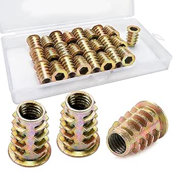 YIXISI 25 Pieces Hexagonal Zinc Alloy Nuts, Assorted Hex Socket Screw Inserts for Furniture M8 ...