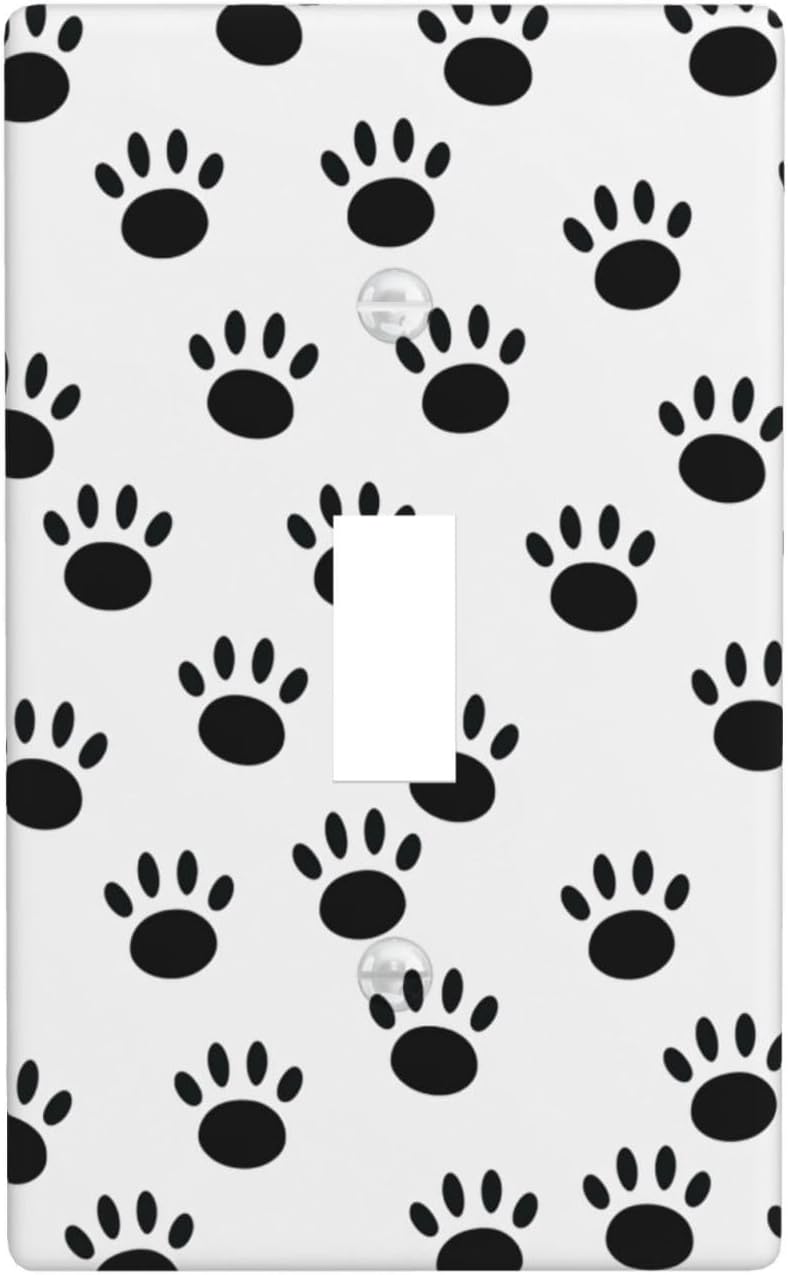 Dogs Paw Printed Black White Light Switch Cover Plates Decorative ...
