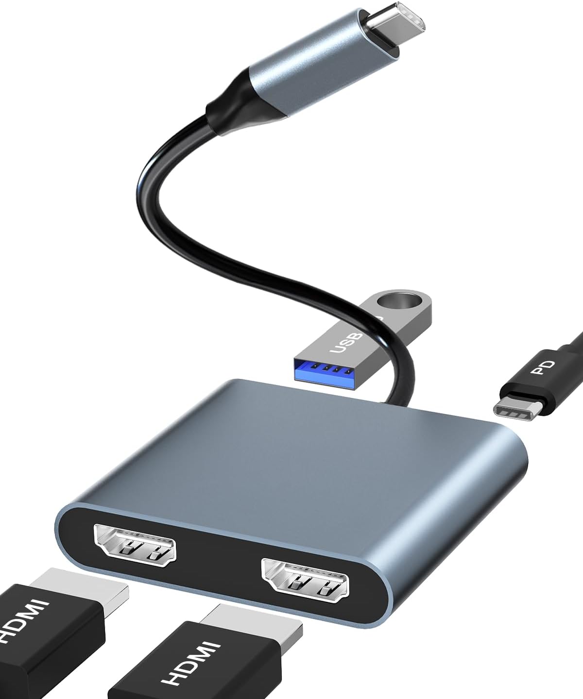 Amazon.com: USB C to Dual HDMI Adapter,USB C Splitter 2 Monitors ...