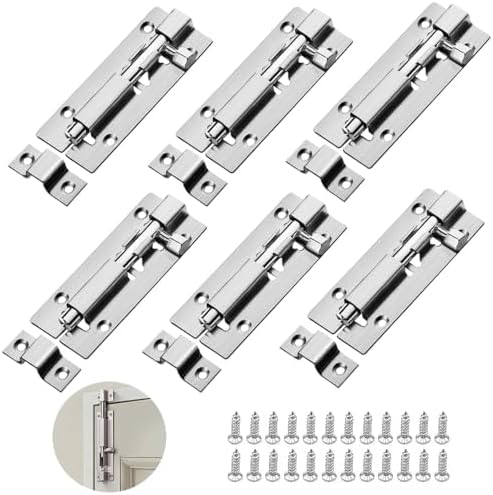 WNXBFO 5 Pcs Door Lock Bolt, 3 Inch Door Bolt, Bolt Lock, 304 Stainless ...