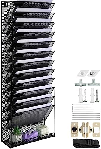 Amazon.com : HMXLJJY 13 Tier Mesh Hanging Wall File Organizer Vertical ...